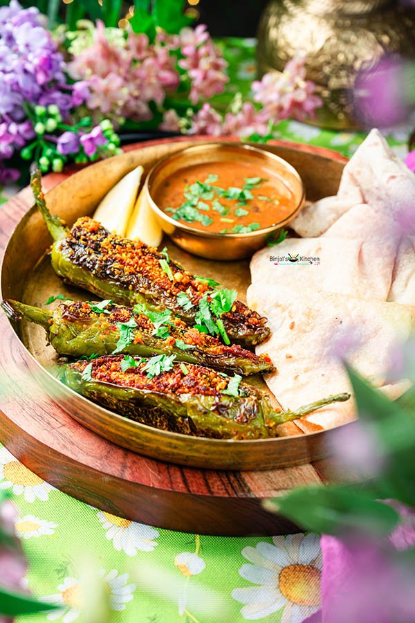 Bharela Marcha Recipe (Gujarati Stuffed Peppers) | Binjal's Veg Kitchen